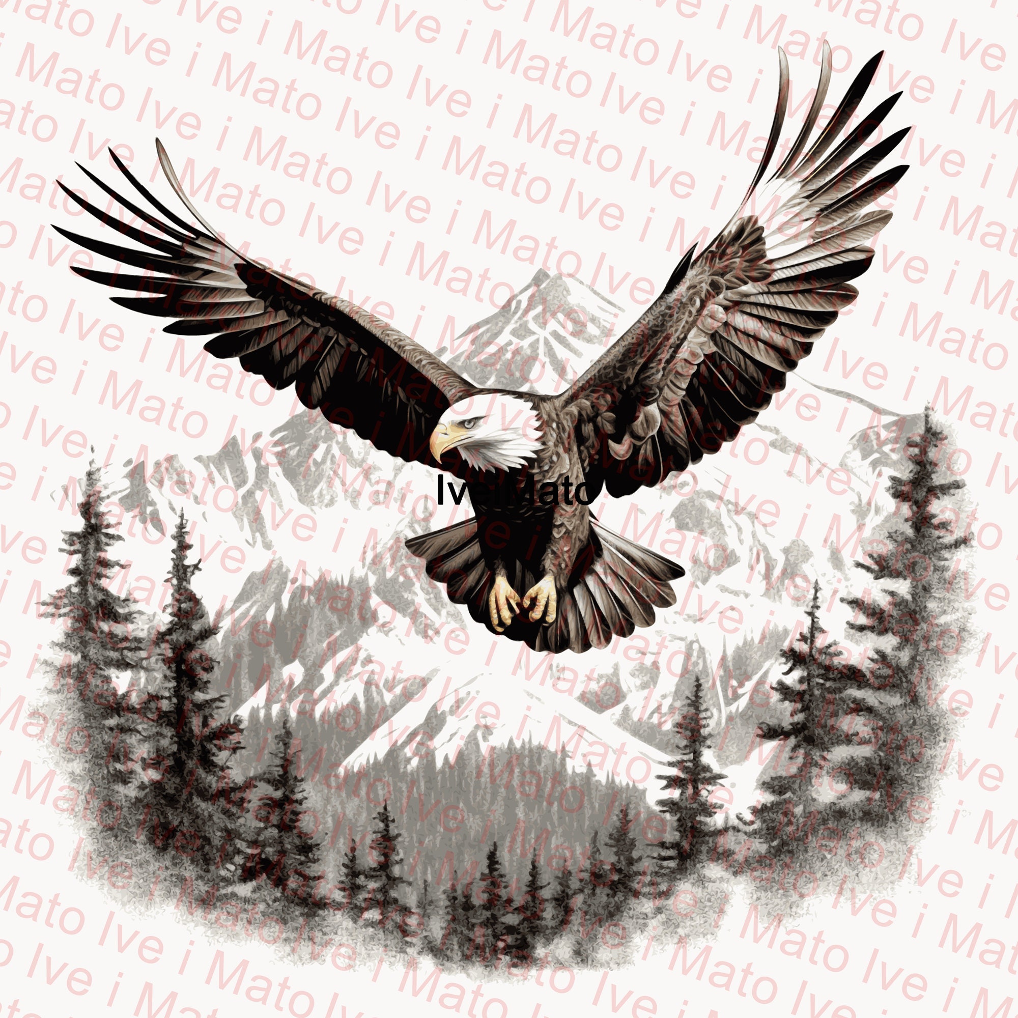 American Bald Eagle Laser Engraving PNG Digital Design Xtool Glowforge ...