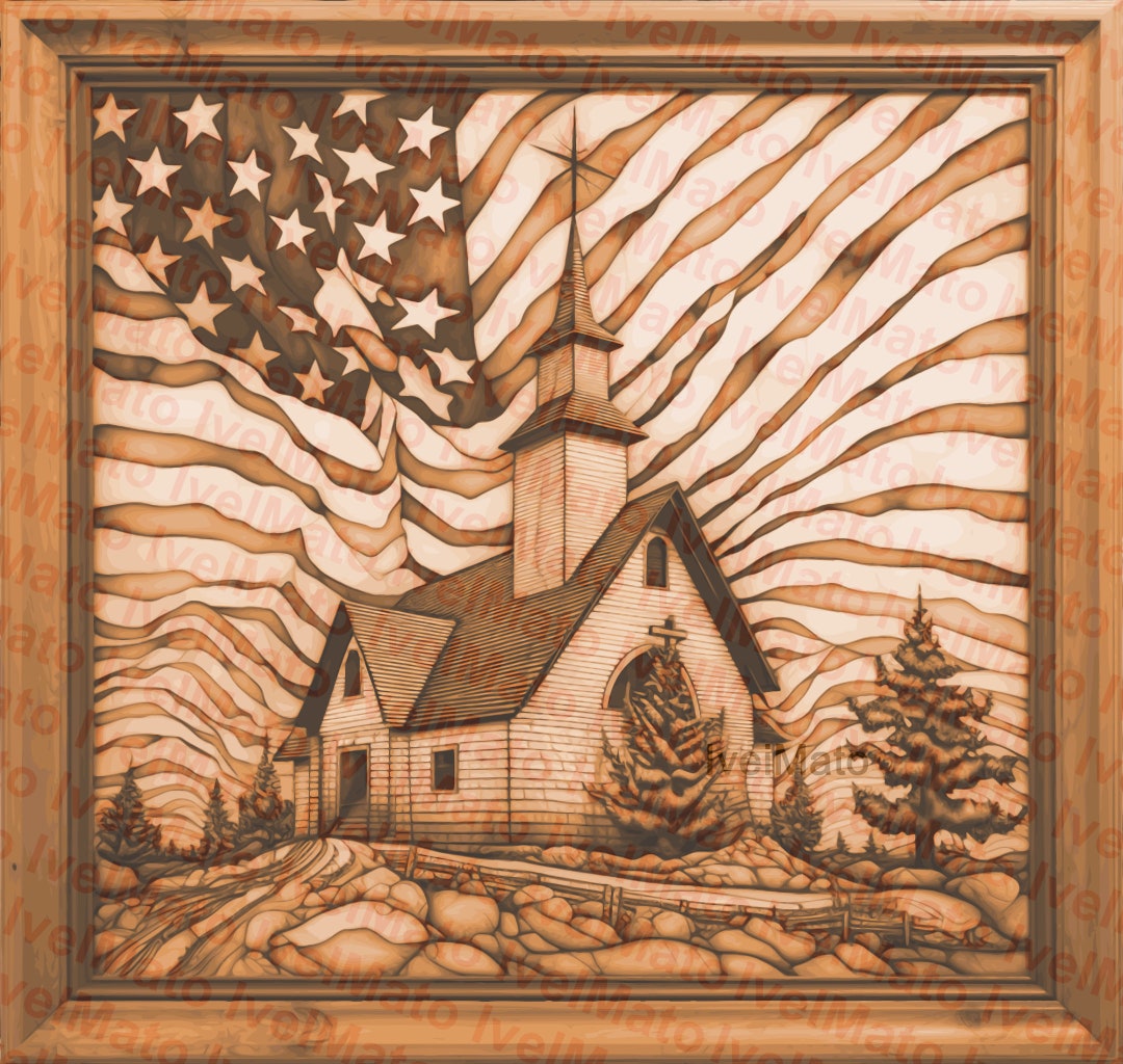 Wooden Church USA Laser Burn PNG | Digital Vector Design | Xtool ...