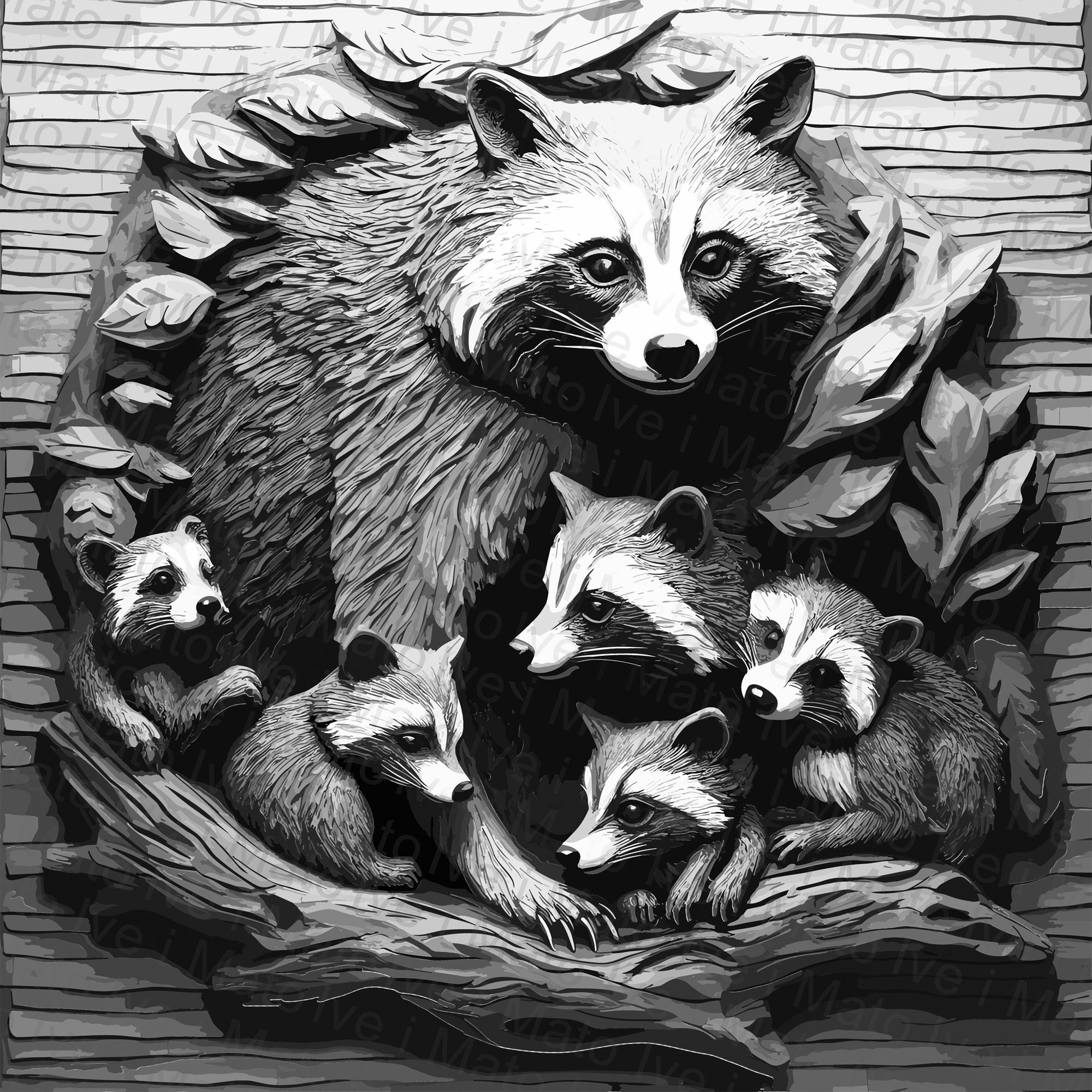 Raccoon Family Laser Burn PNG Digital Design Files Xtool - Etsy
