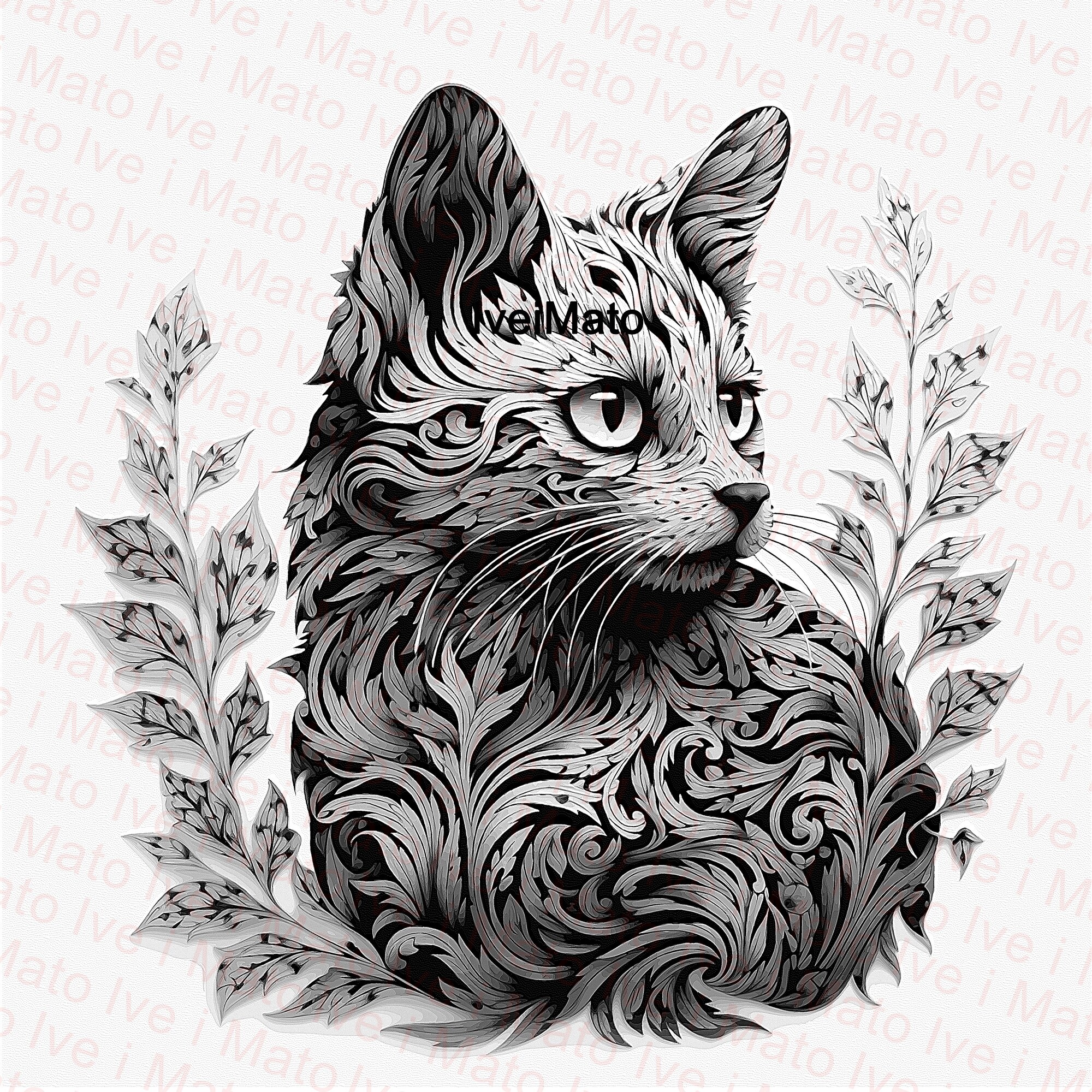 Cat Sitting Laser Engraving PNG Digital Design Engrave Xtool Glowforge ...