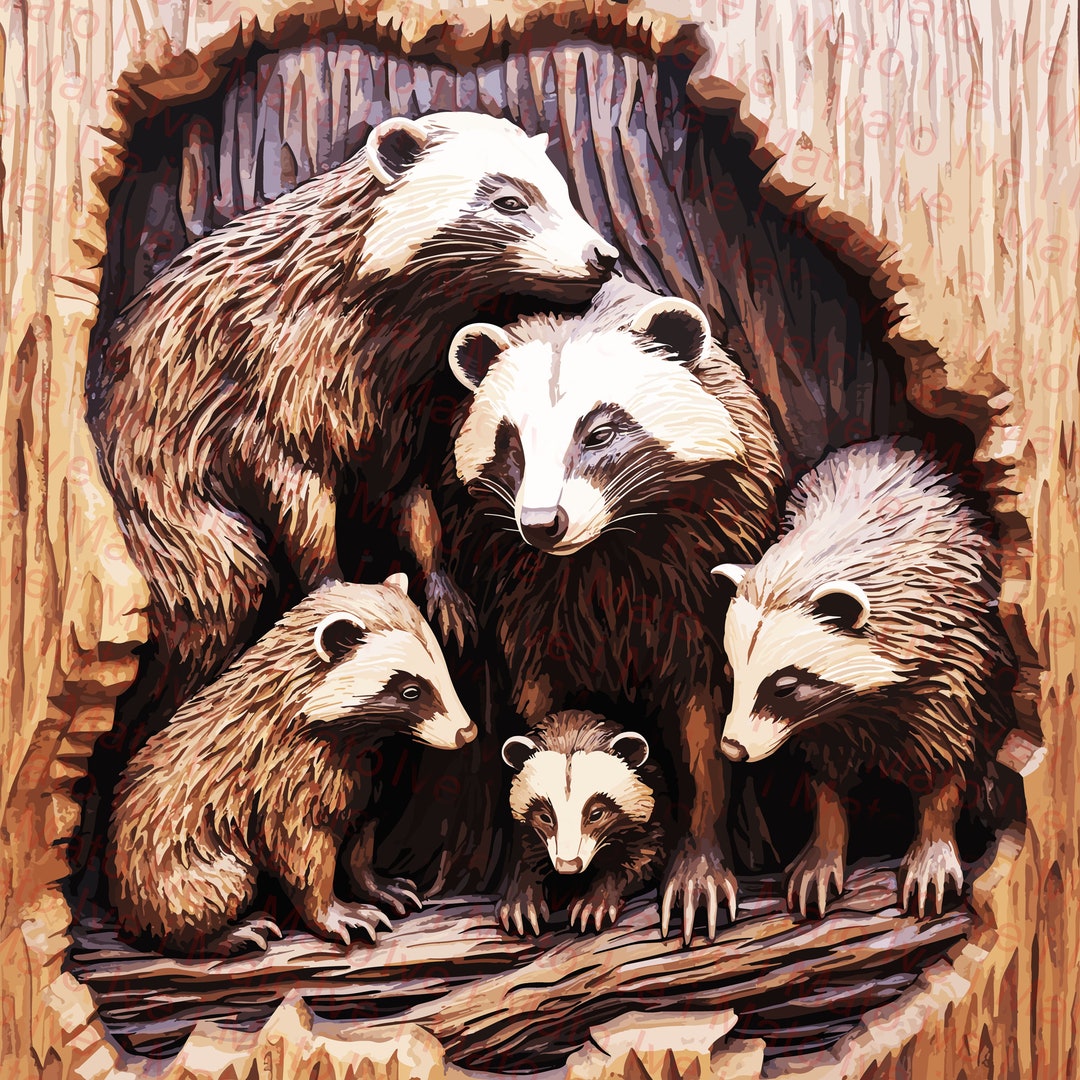 Badger Family Laser Burn PNG | Digital Design | Xtool | Glowforge ...