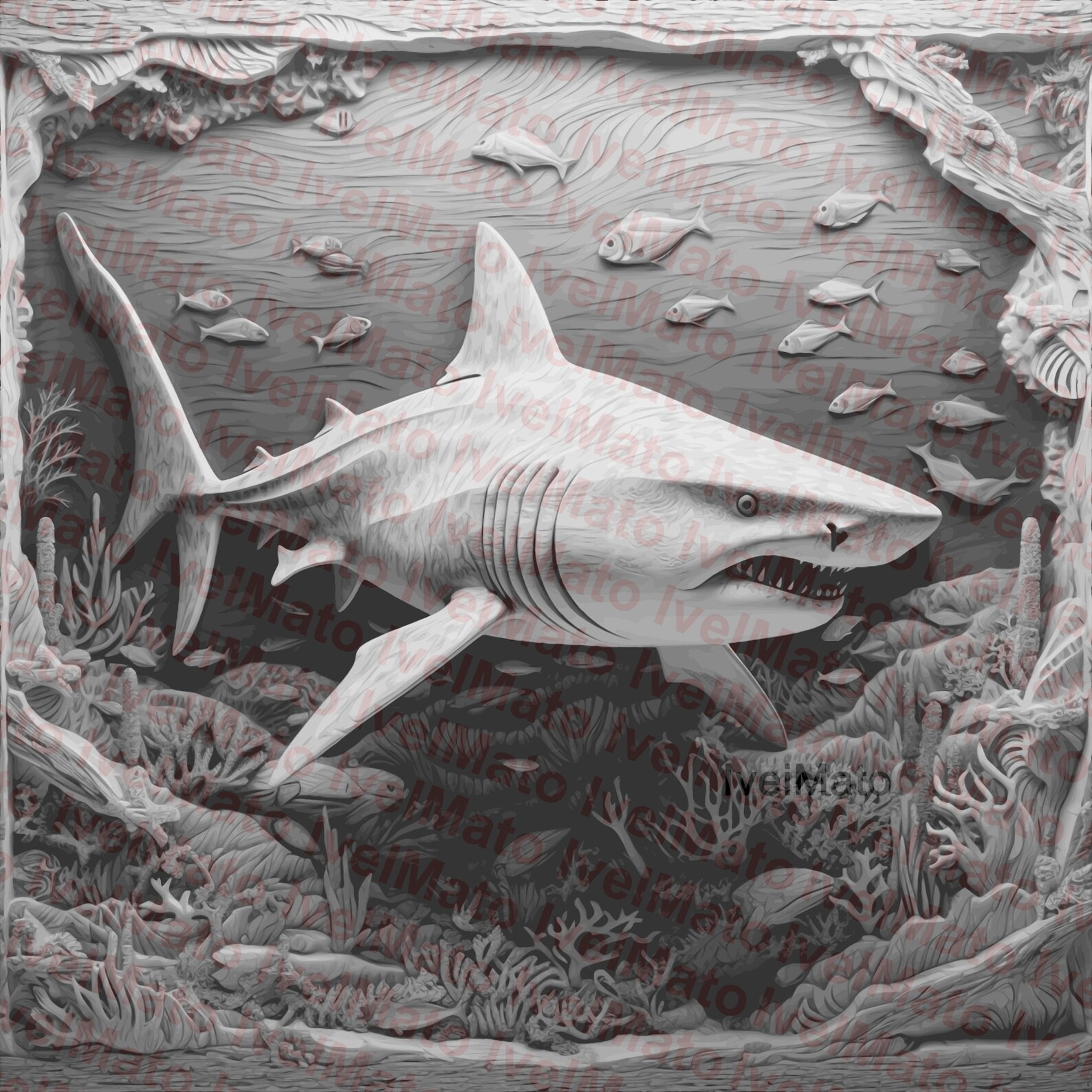 Reef Shark Laser Burn PNG Digital Vector Design Xtool Glowforge ...