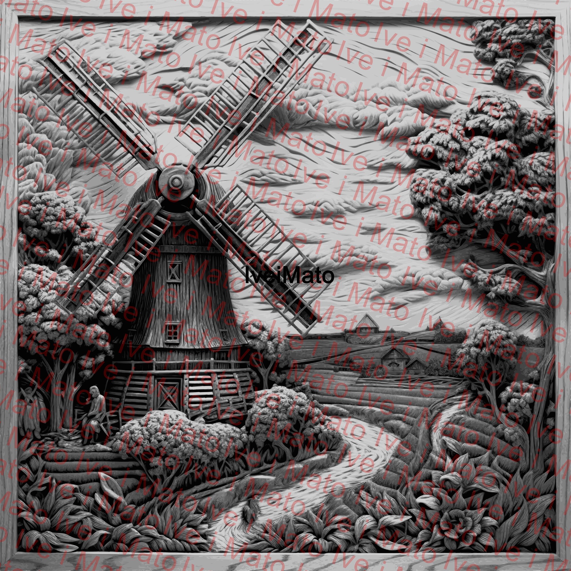 Windmill Laser Burn PNG Digital Design Files Laser Engraving PNG ...