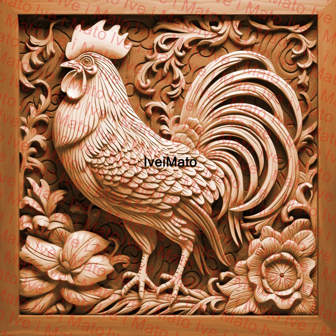 Laser Burn Rooster PNG | Digital Design | Laser Engraving PNG | 3D ...