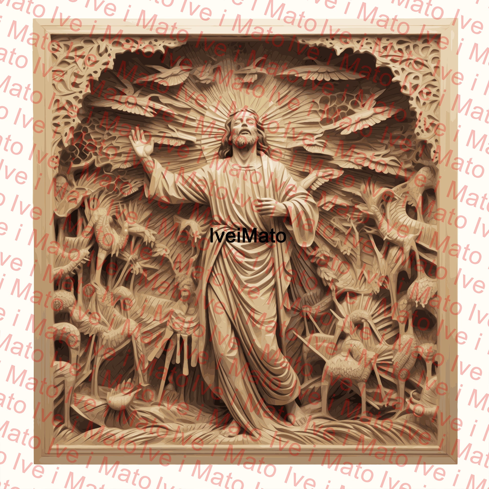 Wood Engraving Jesus Digital Design Laser Engraving PNG Engrave Xtool ...