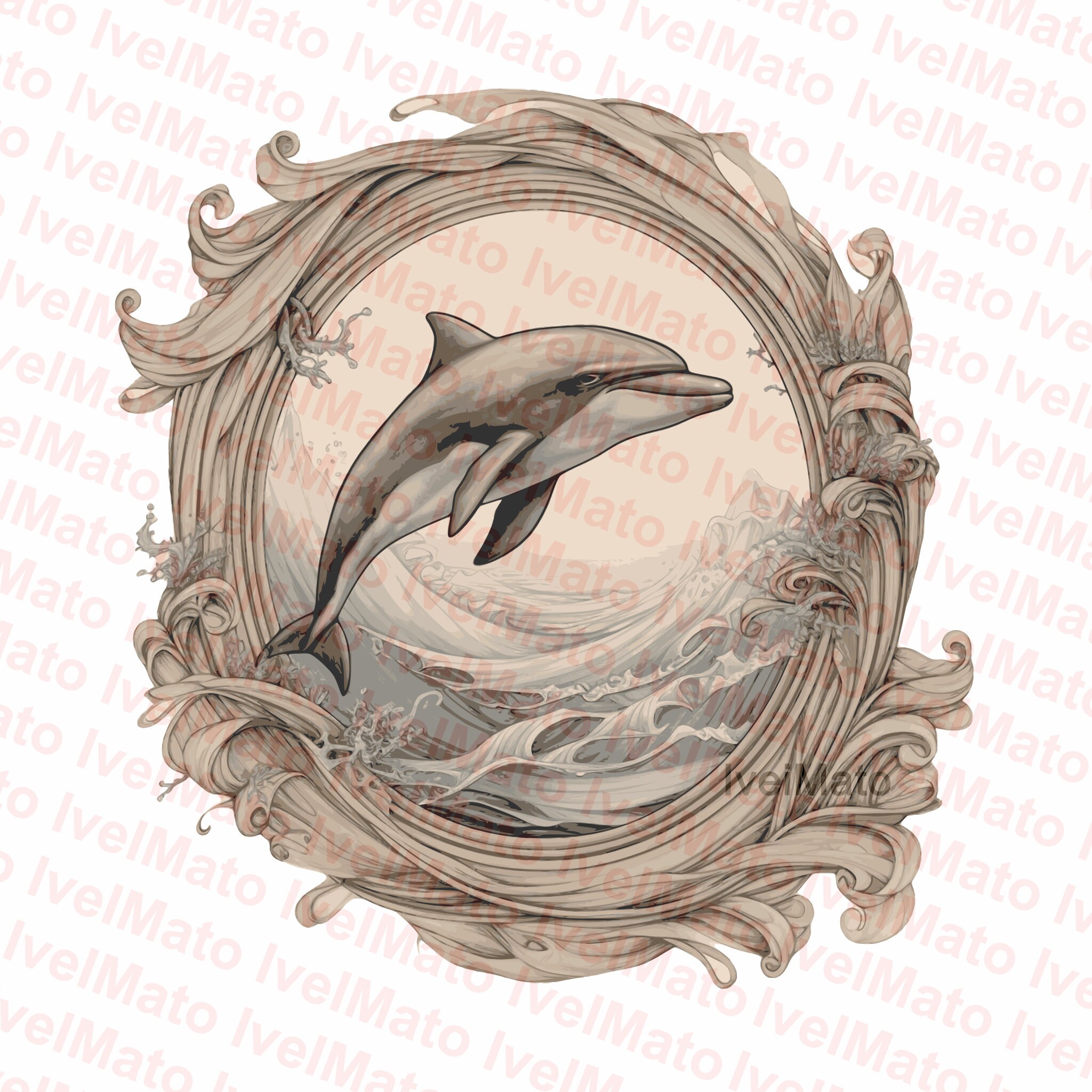 Dolphin Jump Laser Burn PNG Digital Vector Design Xtool Glowforge ...