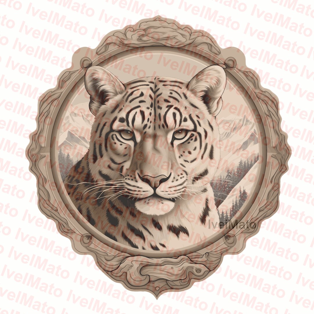 Snow Leopard Laser PNG | Digital Vector Design | Xtool | Glowforge | Lightburn | Engrave | 3D ...