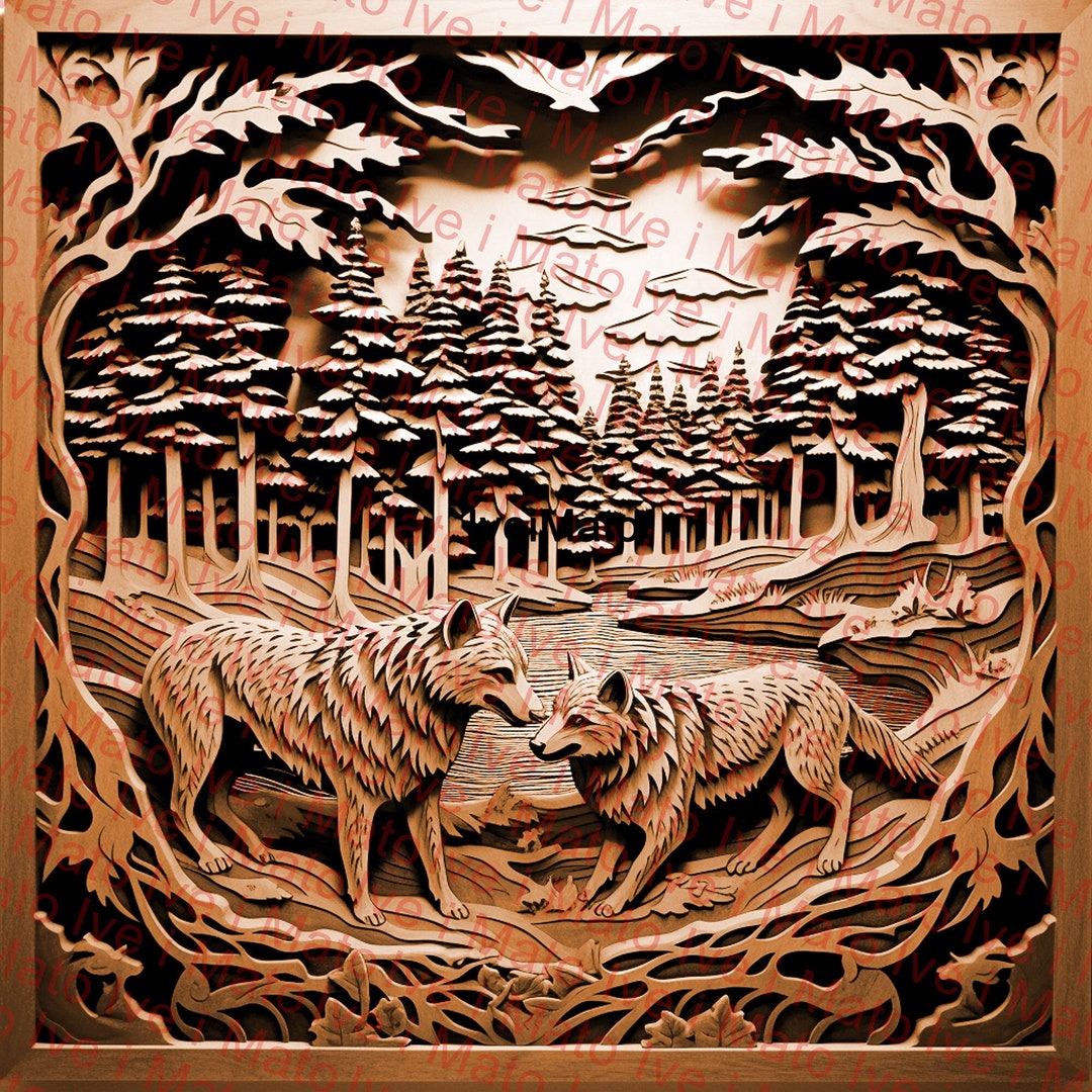 Wolves Laser Burn PNG | Digital Vector Design | Xtool | Glowforge ...