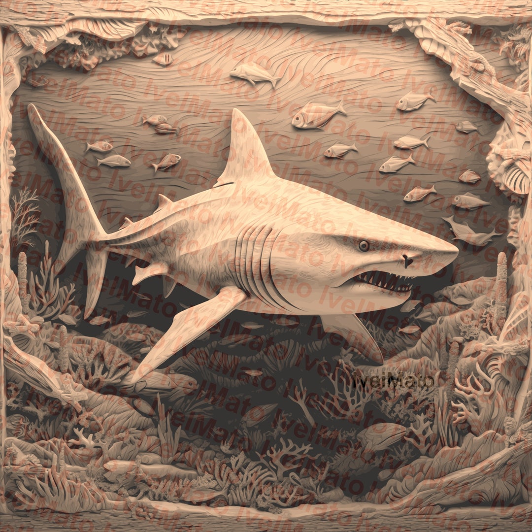 Reef Shark Laser Burn PNG | Digital Vector Design | Xtool | Glowforge ...