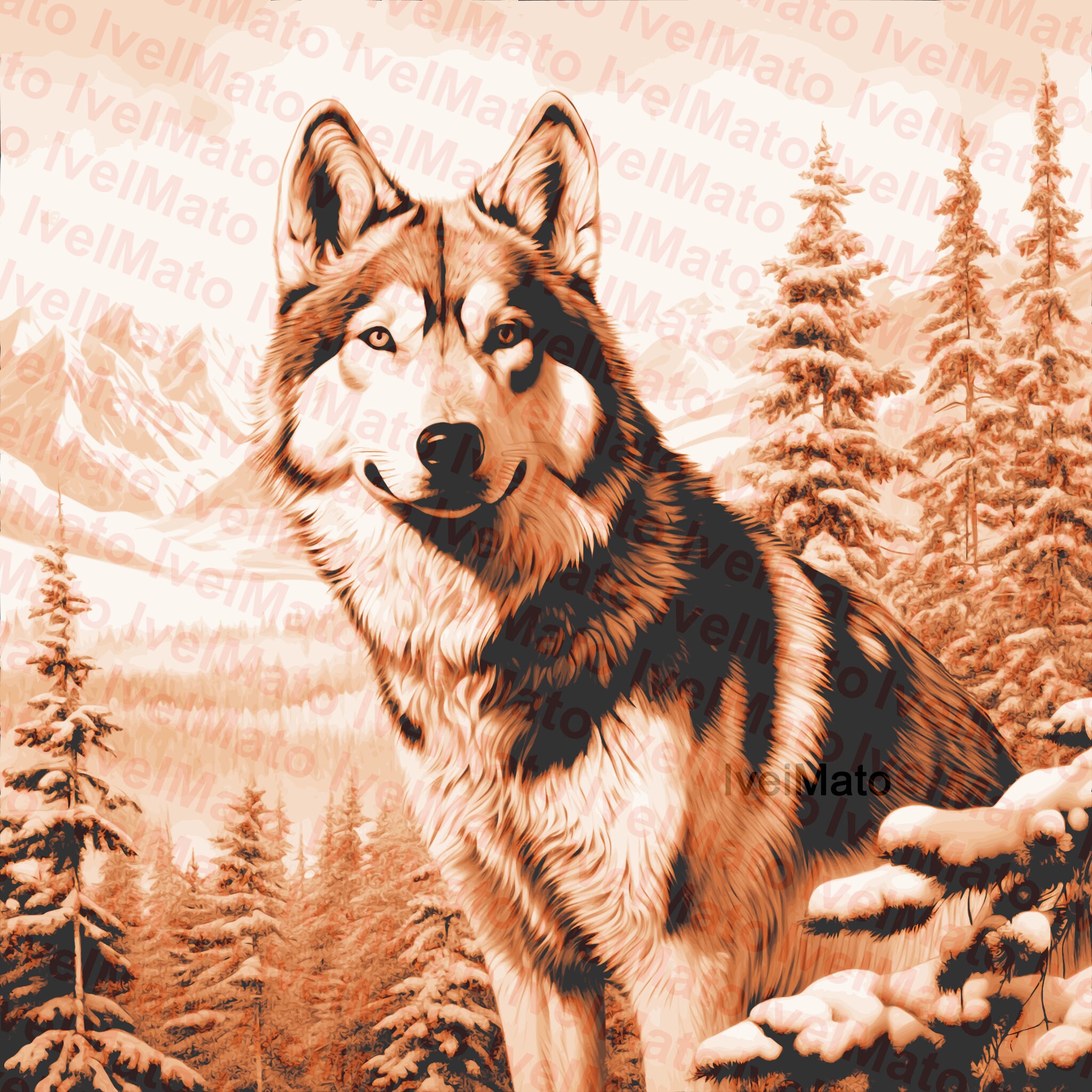 Siberian Husky Laser Burn PNG Digital Vector Design Xtool Glowforge ...