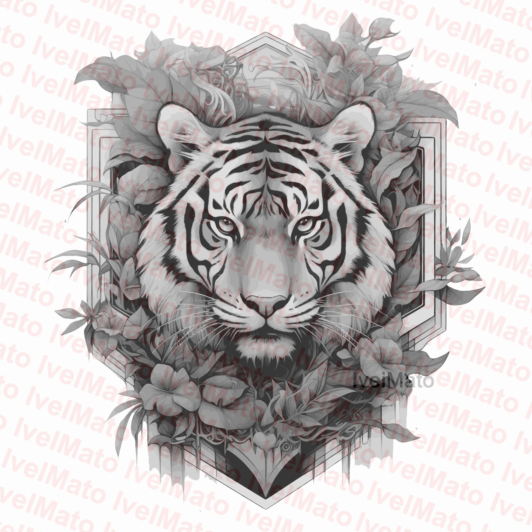 Laser Burn PNG Tiger Engraving PNG Digital Design Laser Engraving PNG ...