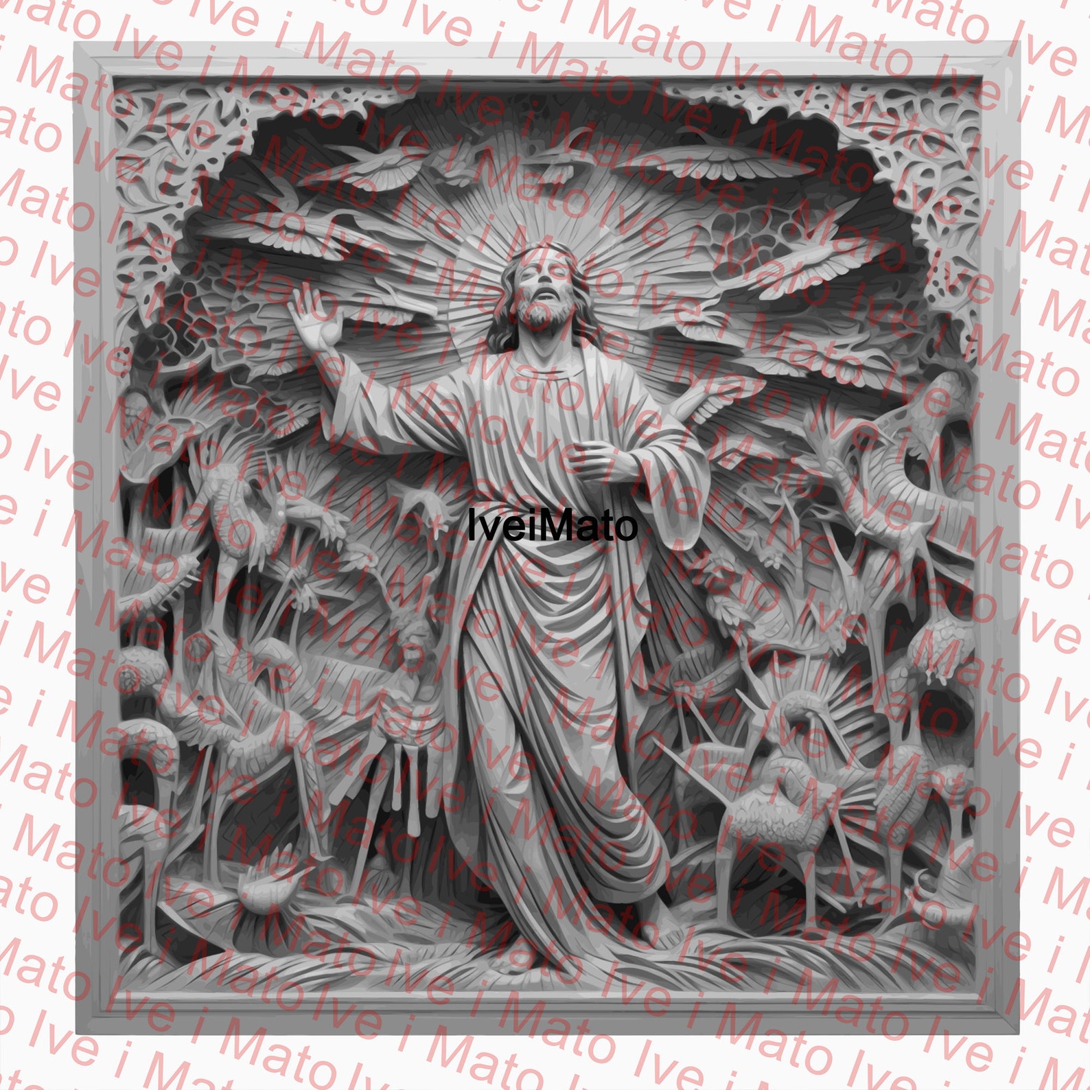 Wood Engraving Jesus Digital Design Laser Engraving PNG Engrave Xtool ...