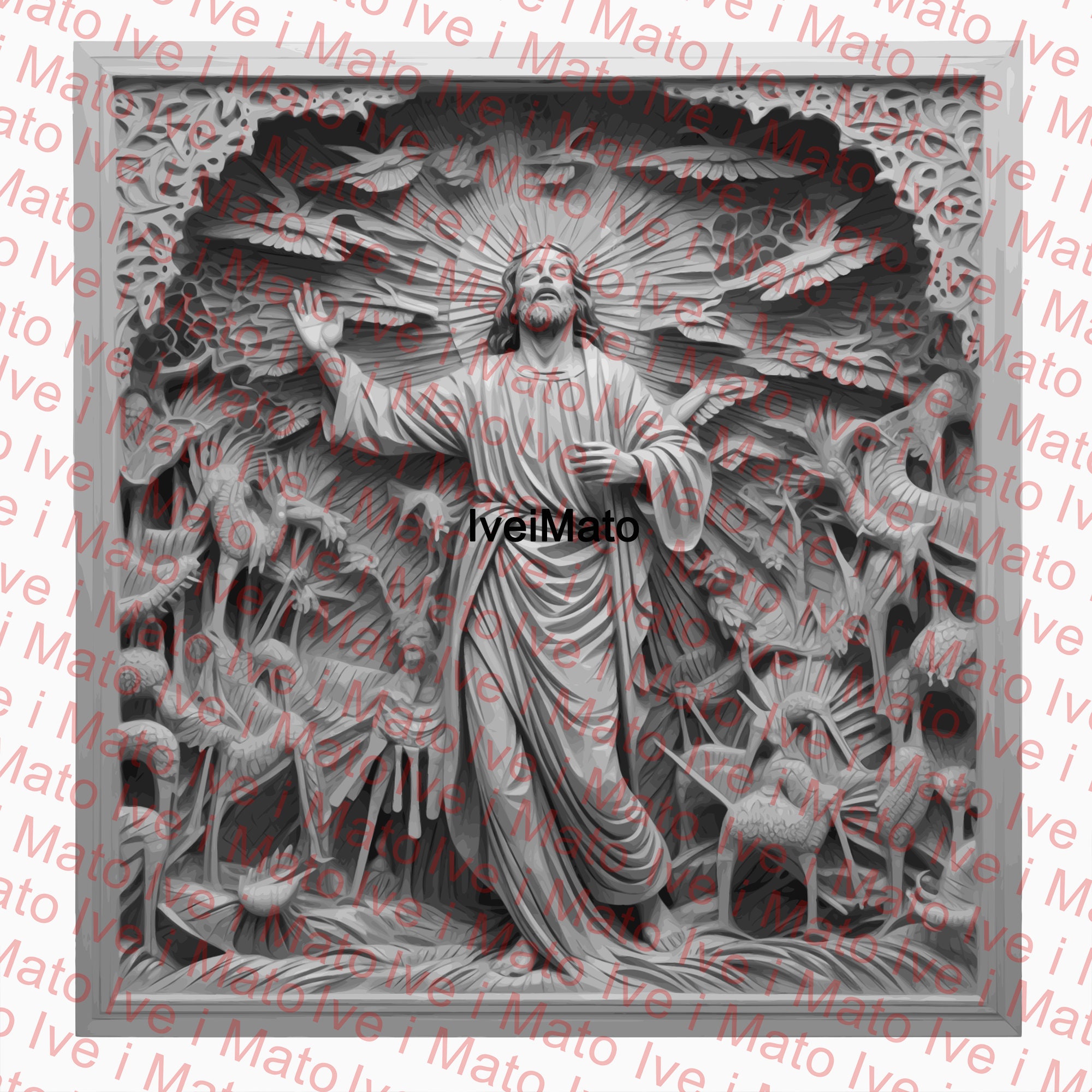 Wood Engraving Jesus Digital Design Laser Engraving PNG Engrave Xtool ...