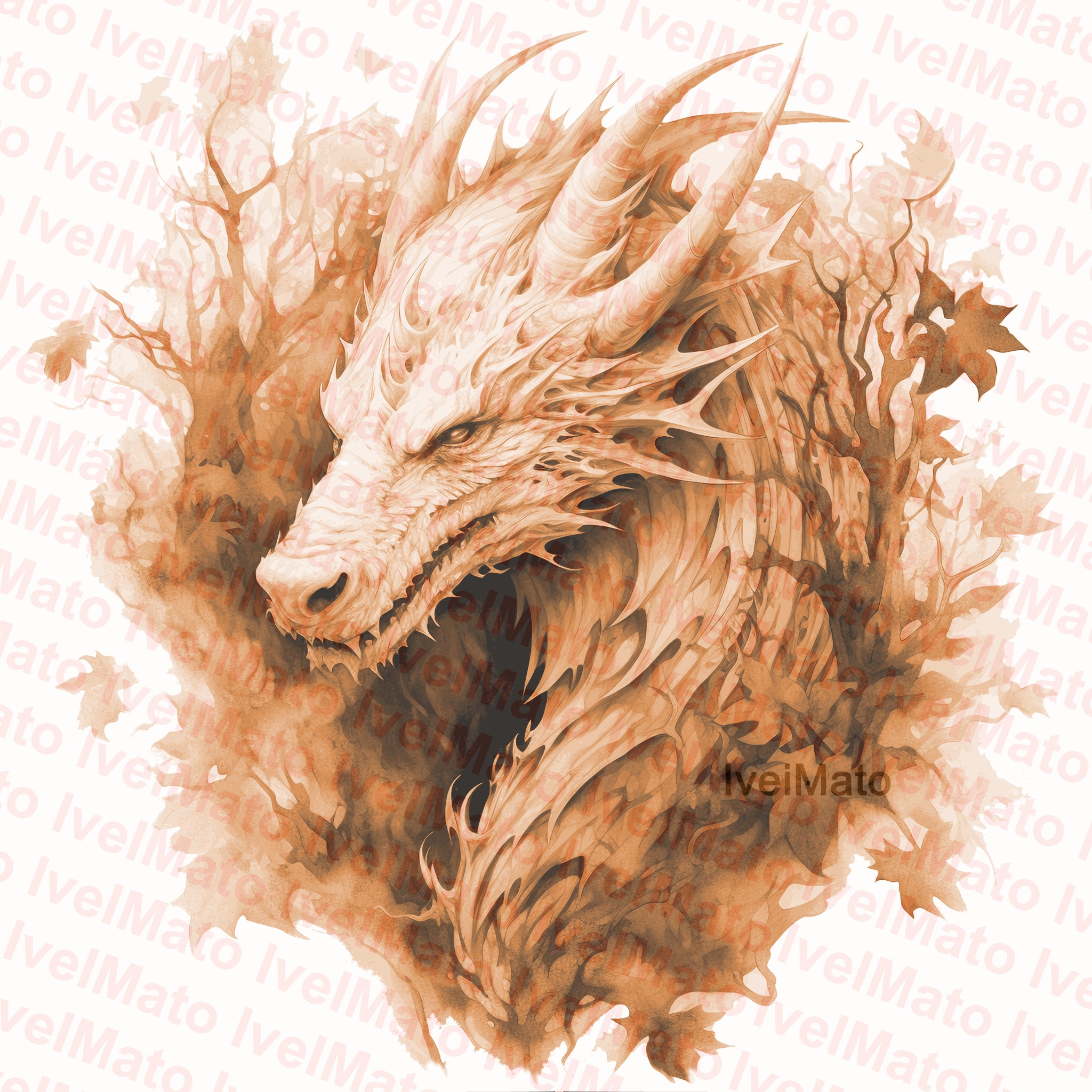 Laser Burn PNG Forest Dragon Engraving PNG Digital Design Laser ...