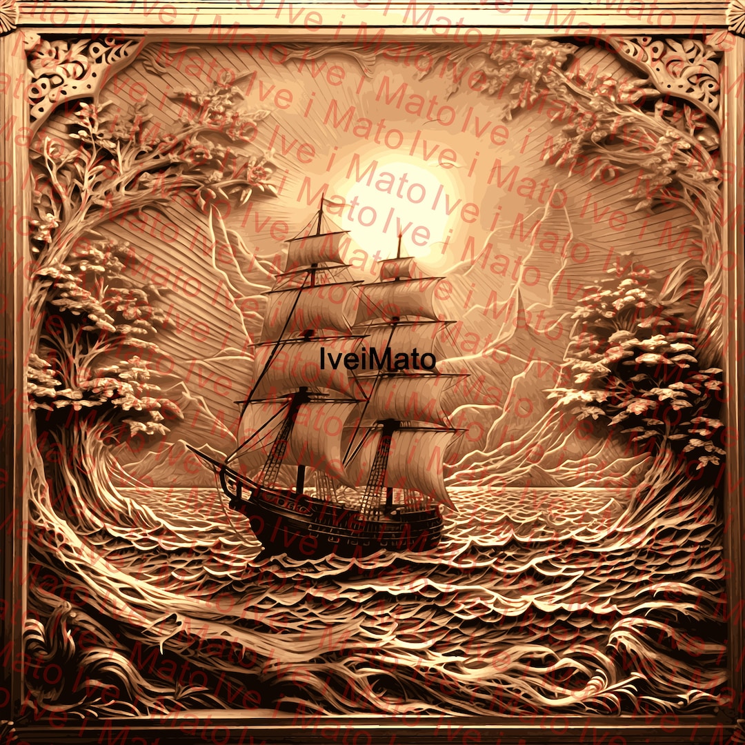 Sailing Ship Digital Design | Laser Burn PNG | Laser Engraving PNG ...