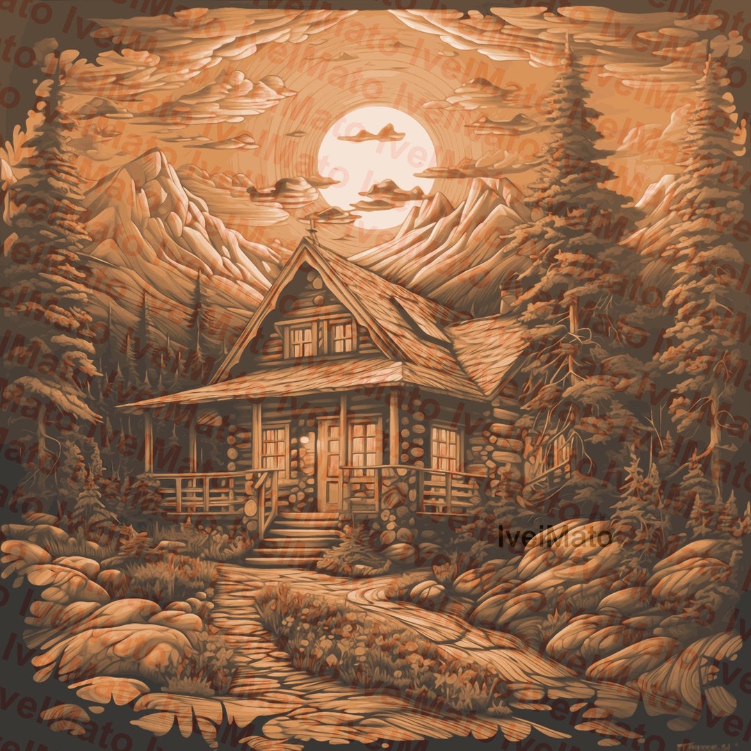 Cozy Forest Cabin | Laser Burn PNG | Digital Vector Design | Xtool ...