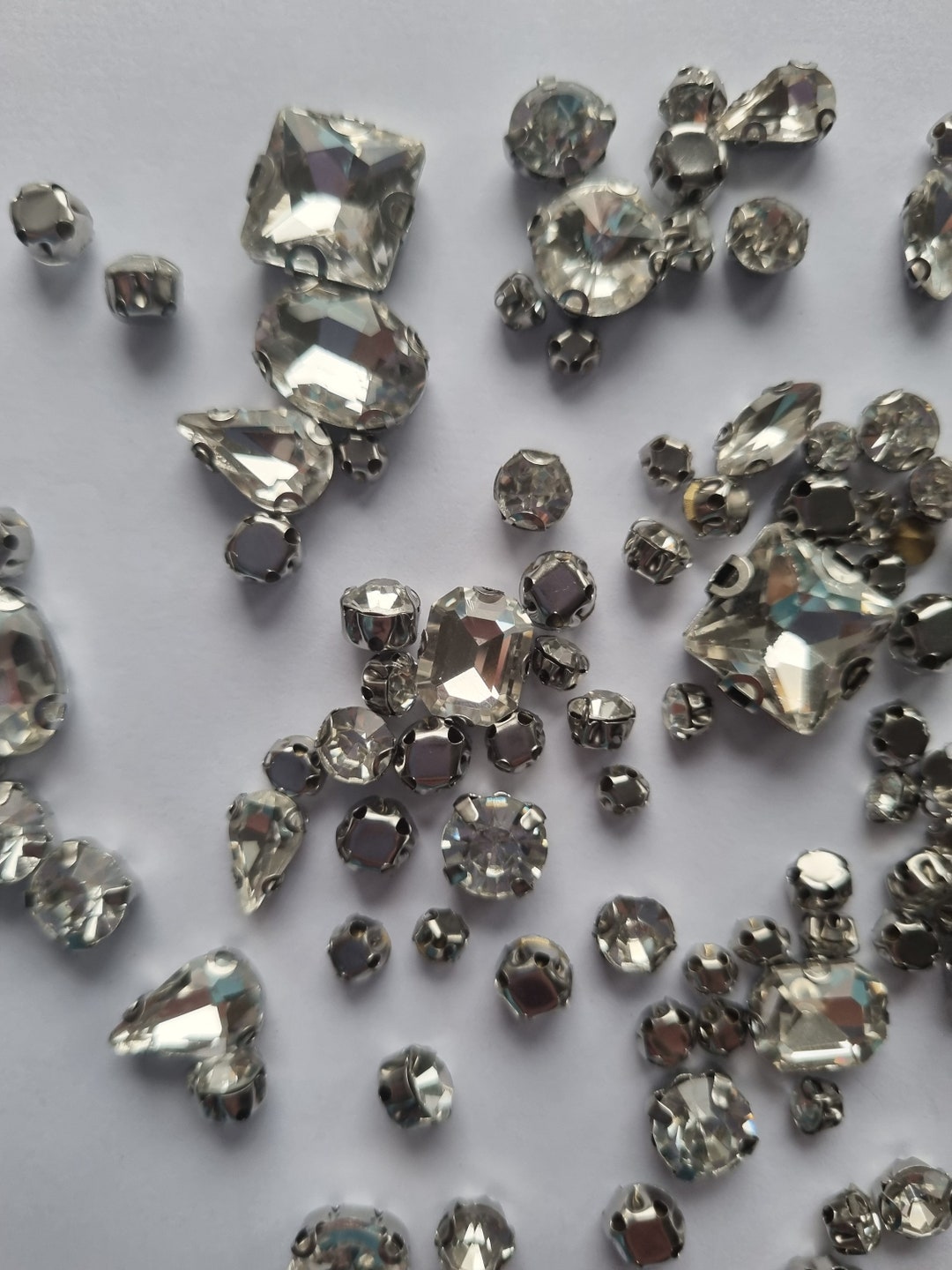 100 Sew on Crystal Rhinestones With Claw,mini Crystal Gems Sewing,claw ...