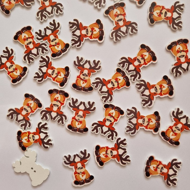 Reindeer Wooden Buttons - Etsy