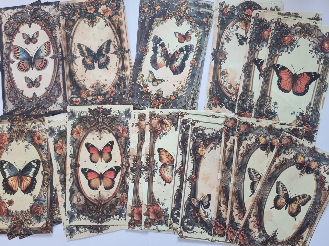30 Butterfly Scrapbooking Sheets,retro Material Paper for Scrapbooking ...