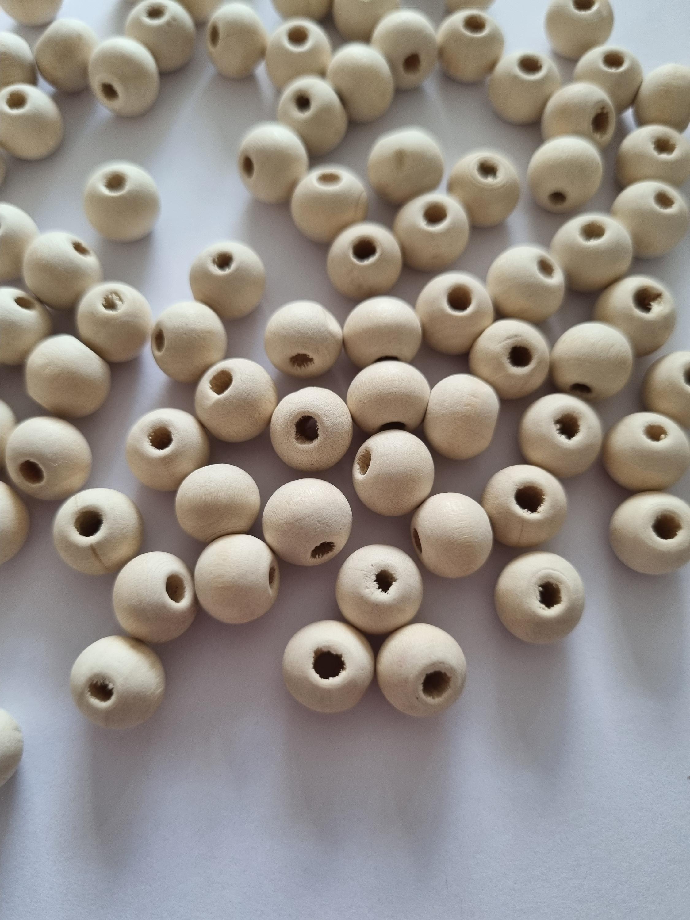 80 Round Wood Beads,unfinished Round Wooden Beads,natural and Varnish ...