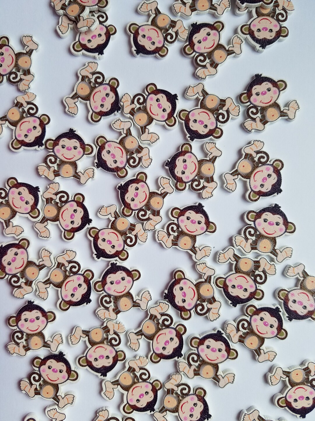 Wooden Monkey Buttons,monkey Buttons,2 Hole Buttons,scrapbook,sewing ...