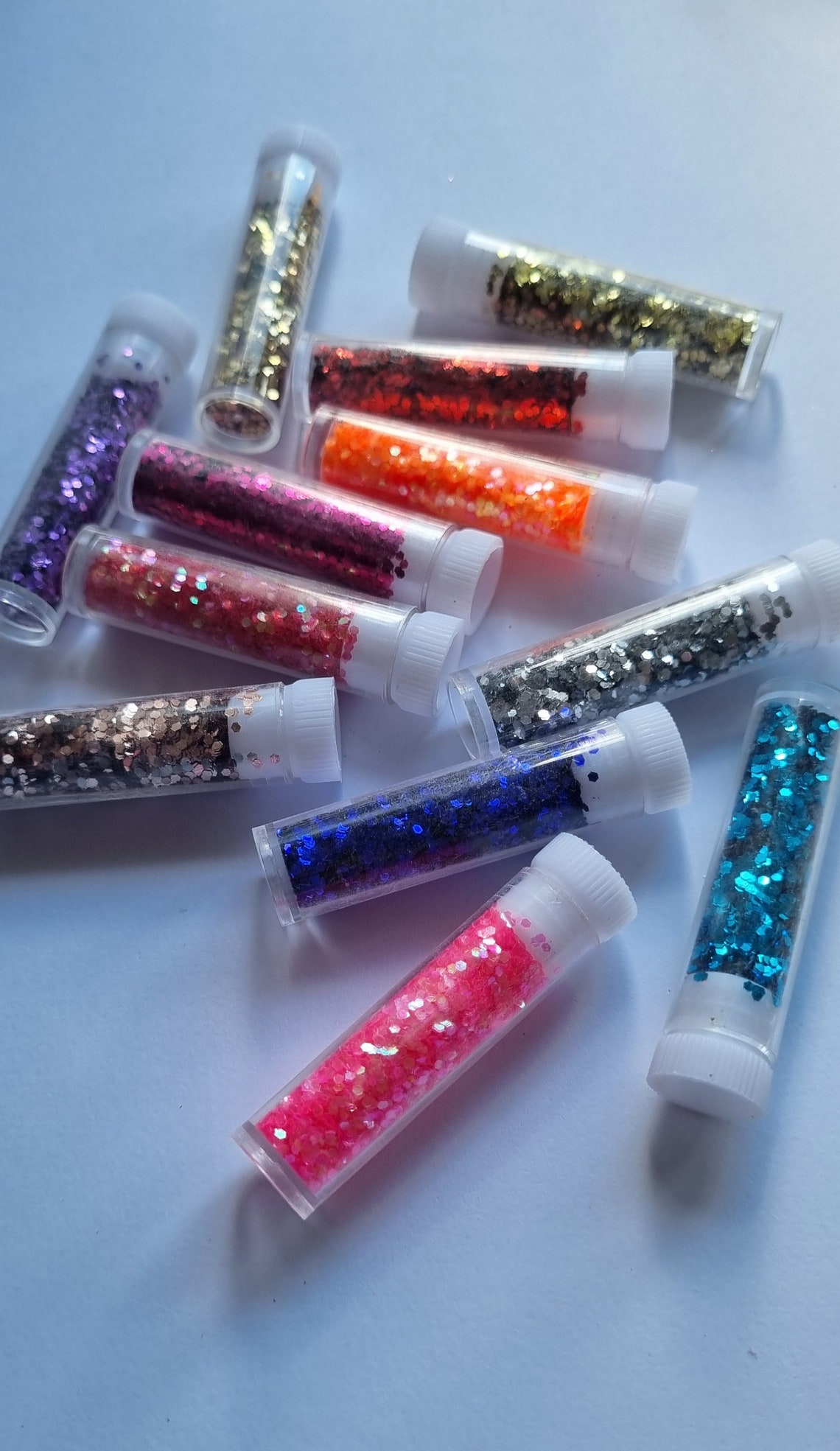 12 Mini Assorted Glitter Tubes,holographic Sequins,nail Art,epoxy Resin ...