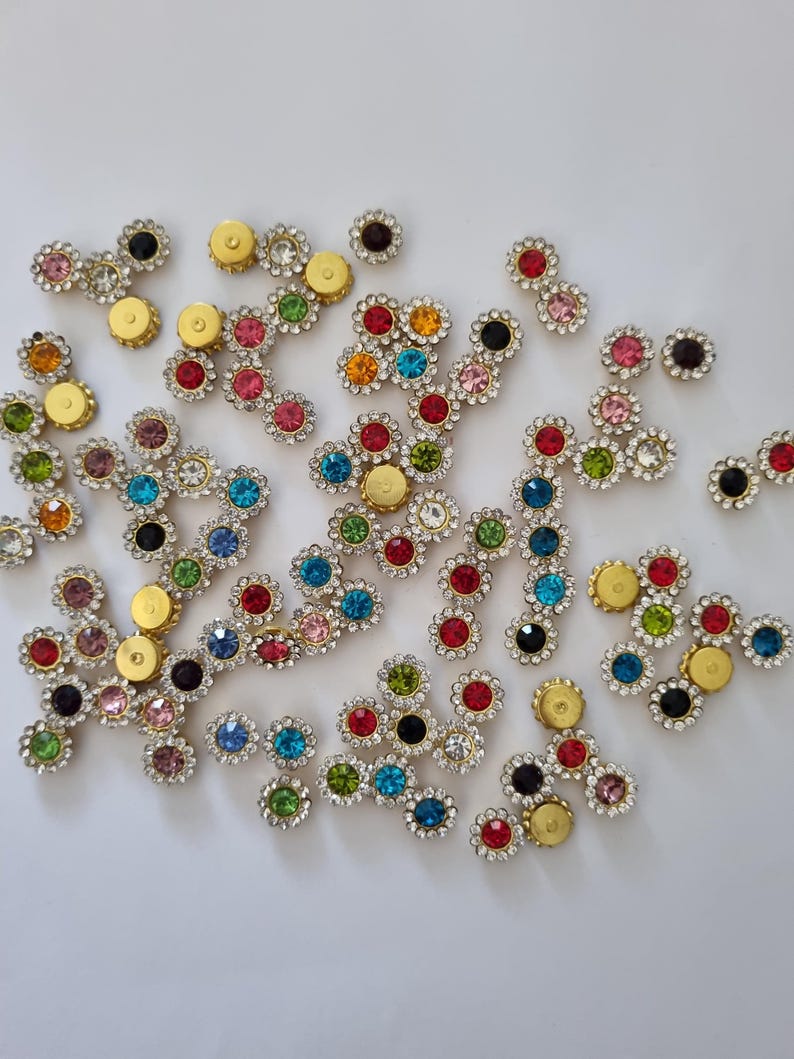 50 Flatback Flower Shape Rhinestones,flower Crystal Embellishments,card ...