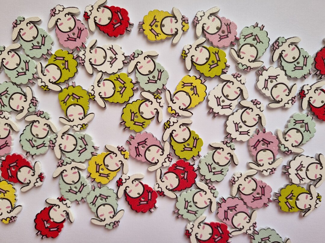 Wooden Sheep Buttons,sheep Buttons,2 Hole Buttons,scrapbook,sewing,card ...