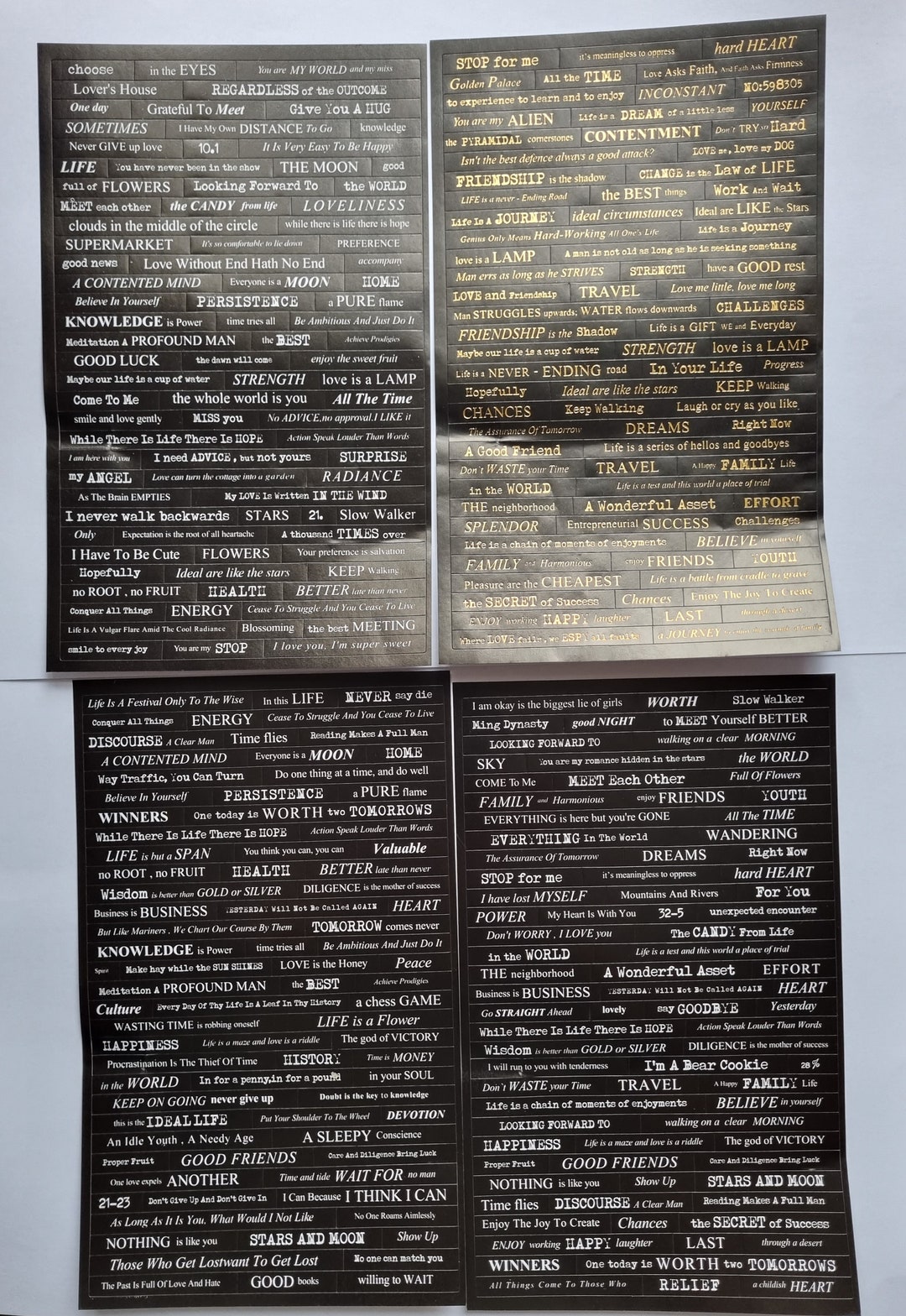 4 Sheets Word & Phrase Sticker Set, Quotes Sticker Sheet Pack ...