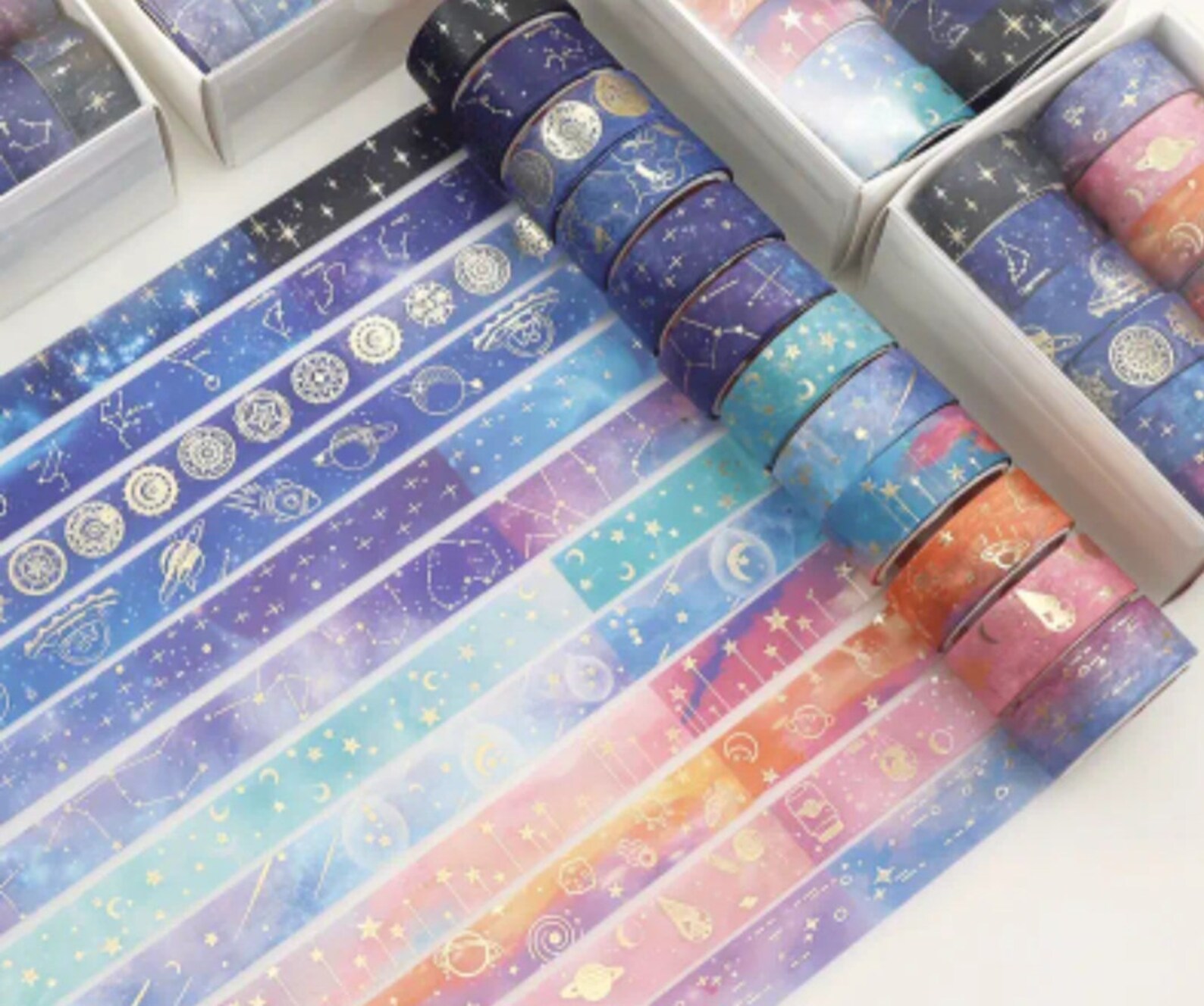12 Rolls Masking Decorative Tape,star Planet Washi Tape,washi Tape for ...