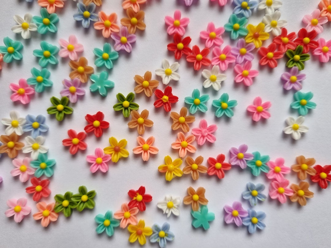 50 Tiny Resin Flowers,flatback Mini Flowers,card Making, Scrapbooking ...