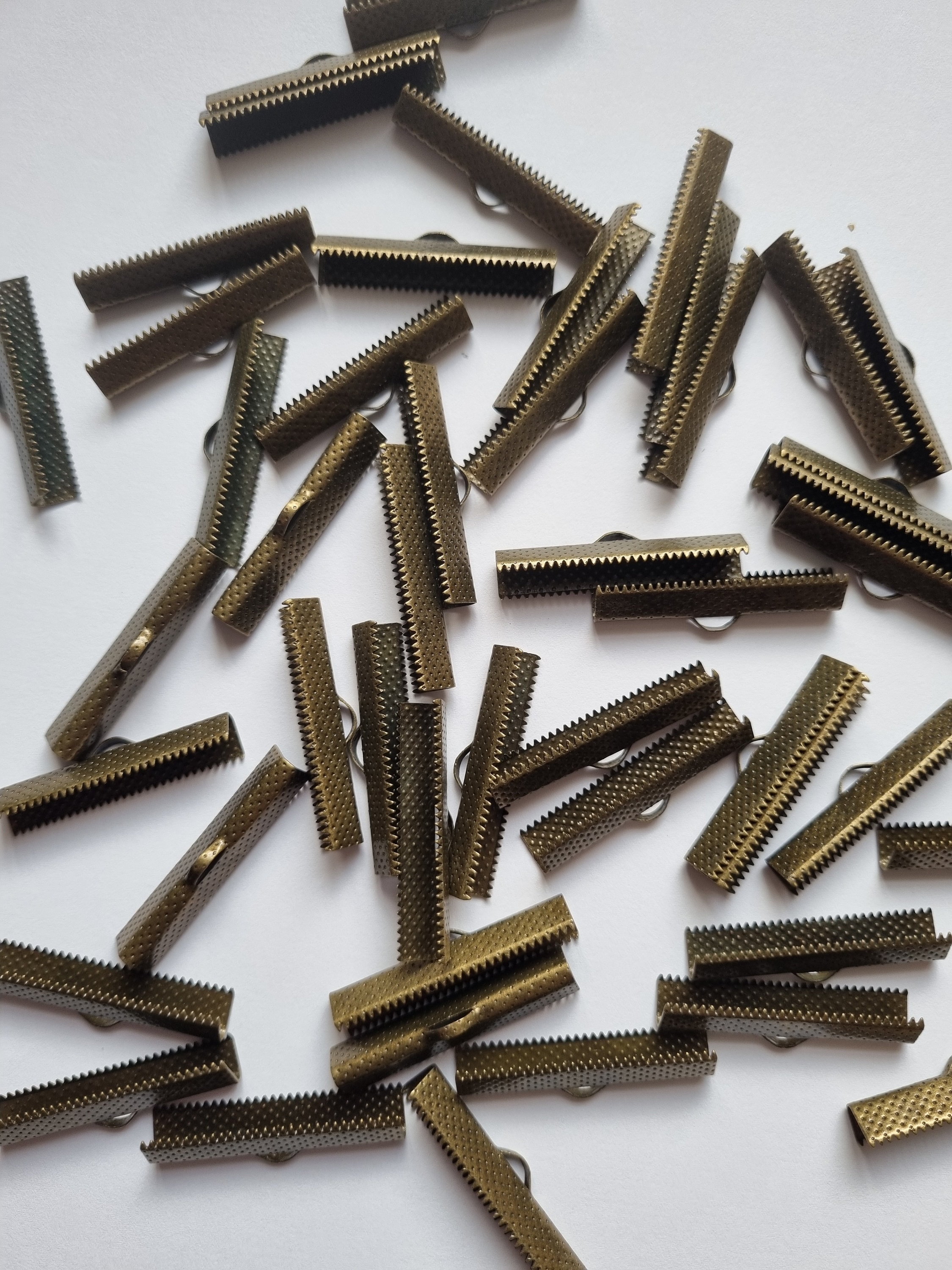 10 Ribbon Crimps, Ribbon Clamps, Ribbon End Crimps, Bronze Tone Plated ...