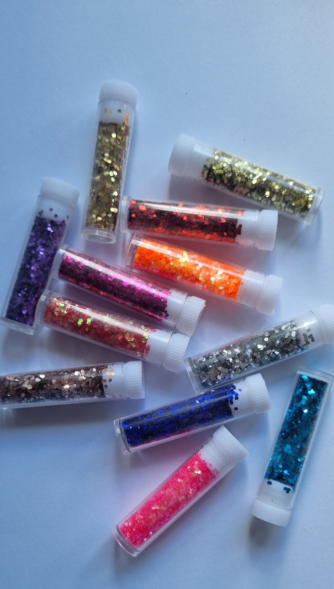 12 Mini Assorted Glitter Tubes,holographic Sequins,nail Art,epoxy Resin ...