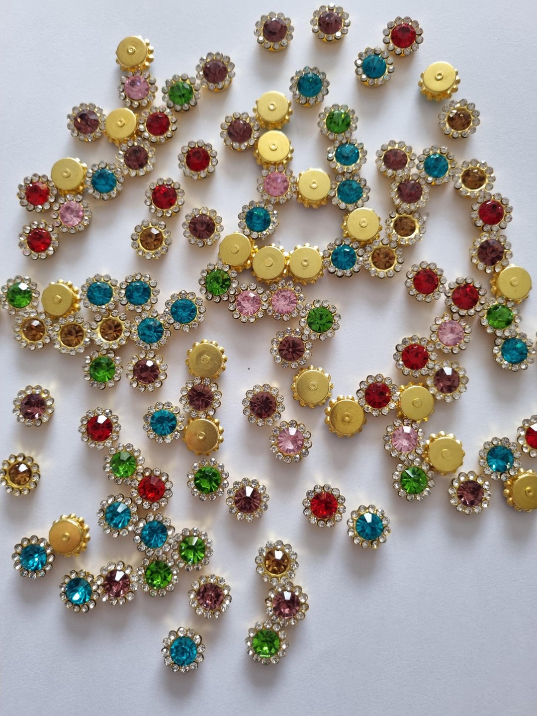 50 Flatback Flower Shape Rhinestones,flower Crystal Embellishments,card ...