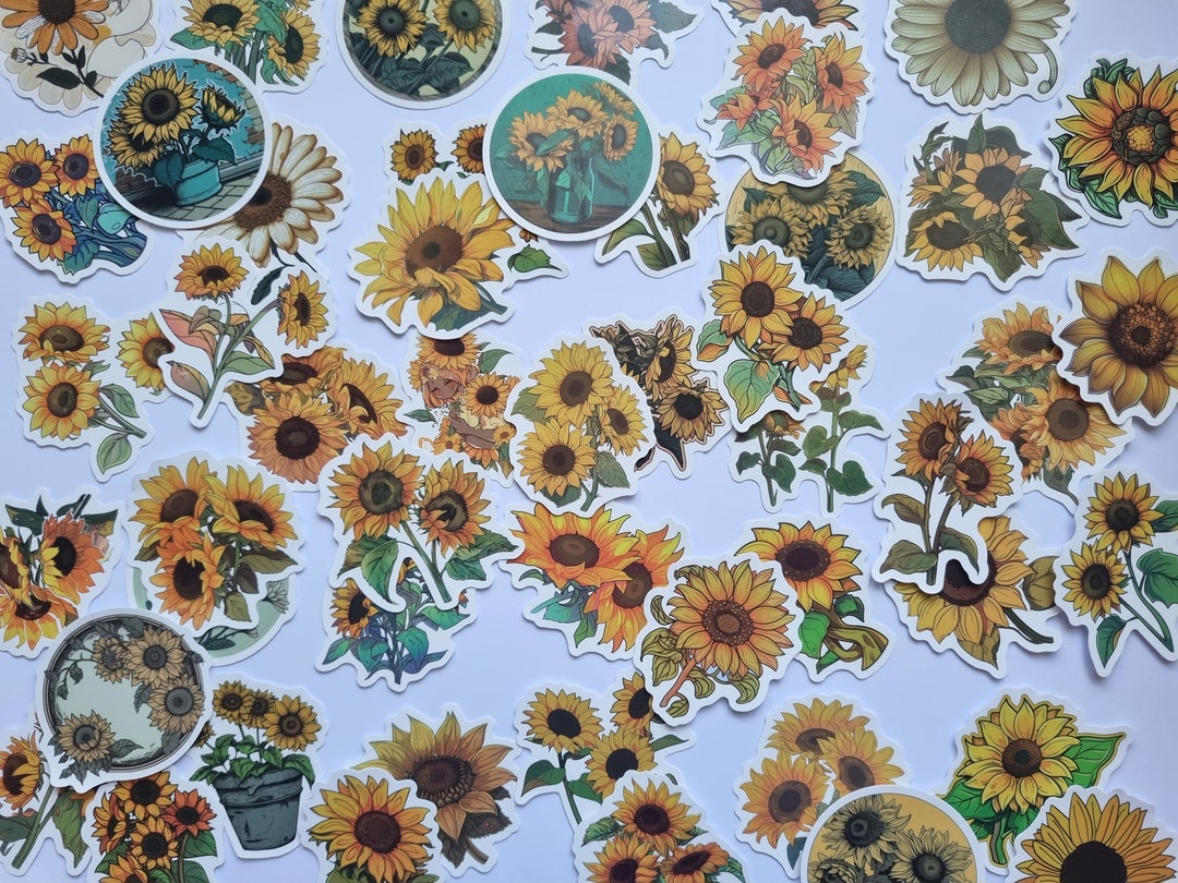 50 Sunflowers Stickers for Scrapbooking,diary,planner,craft,self ...