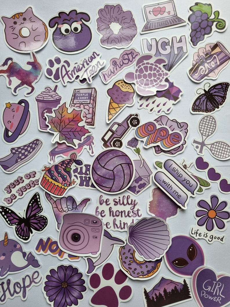 50 Purple Themed Stickers for Scrapbooking,diary,planner,craft,self ...