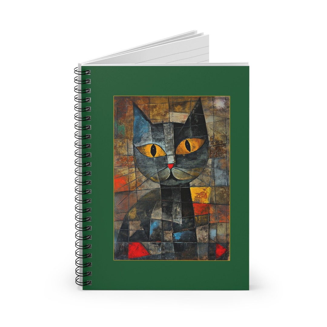 Metal Cubist Cat Spiral Notebook - Ruled Line - Journal - Spiral Bound ...