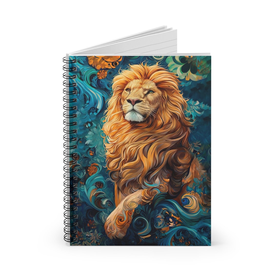 Swirling Lion Spiral Notebook Ruled Line Journal. Gift for Animal ...