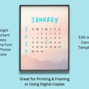 2025 Minimalist Calendar Editable Canva Template, 8.5x11 PDF and ...
