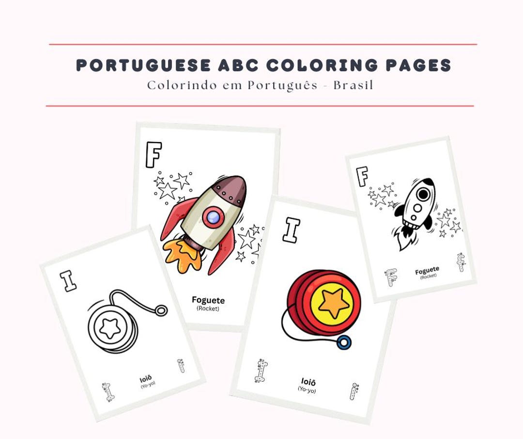 Portuguese Coloring ABC Book | Alphabet Book | Printable Alphabet ...