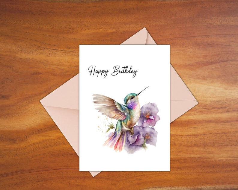 Birthday Card - Greeting Card - Hummingbird - Blank Card - Etsy