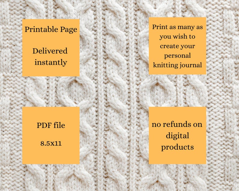 Knitting Log Journal Page - Printable - - Etsy