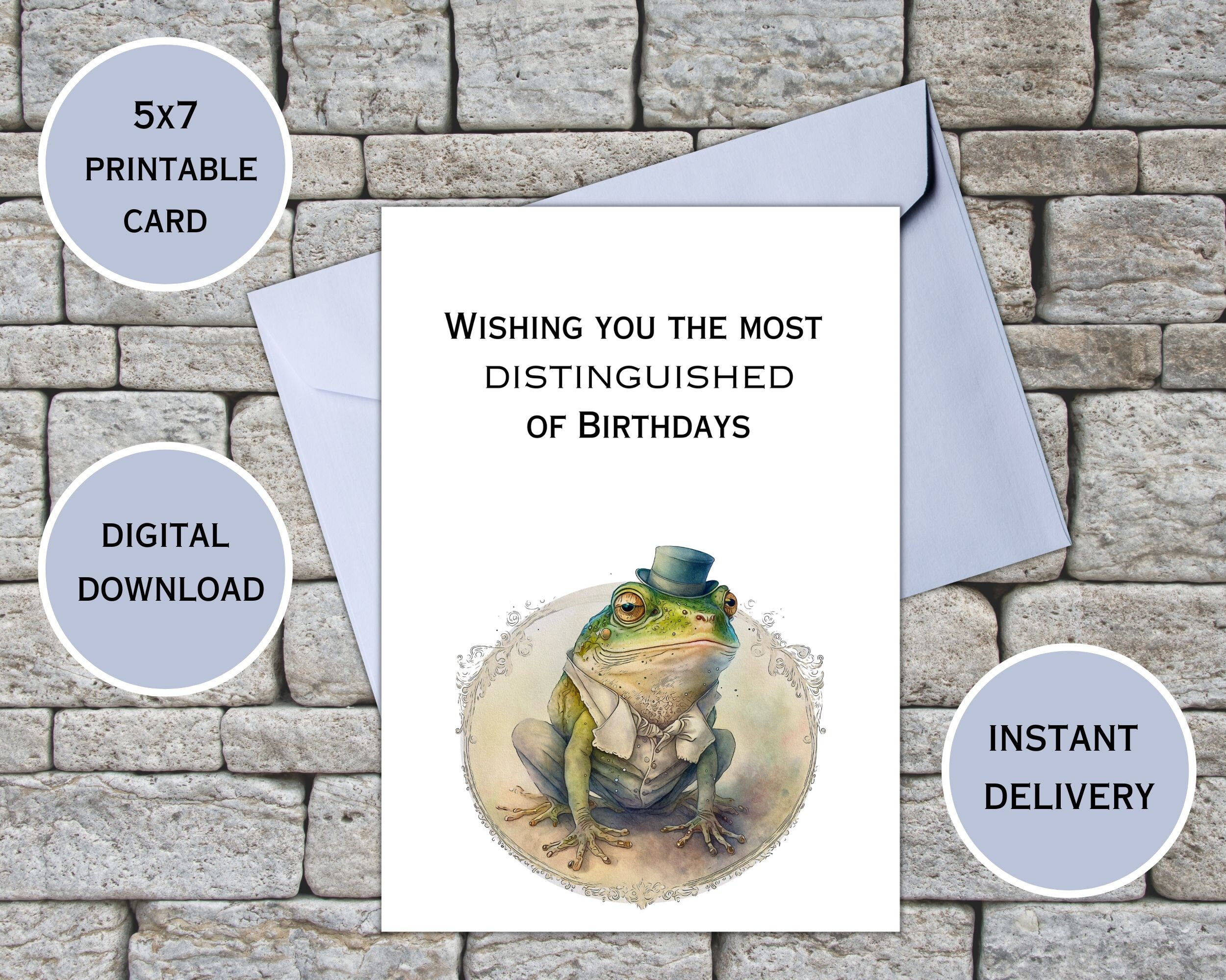 Birthday Card/ Frog Card/ Printable Greeting Card/ Distinguished Frog ...