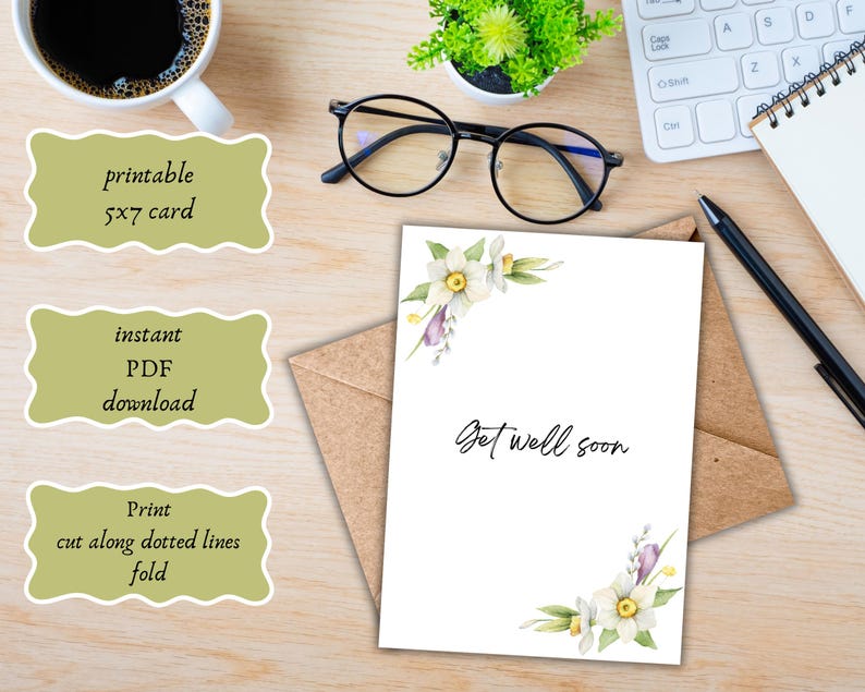 Get Well Soon Card - Printable Card - Etsy