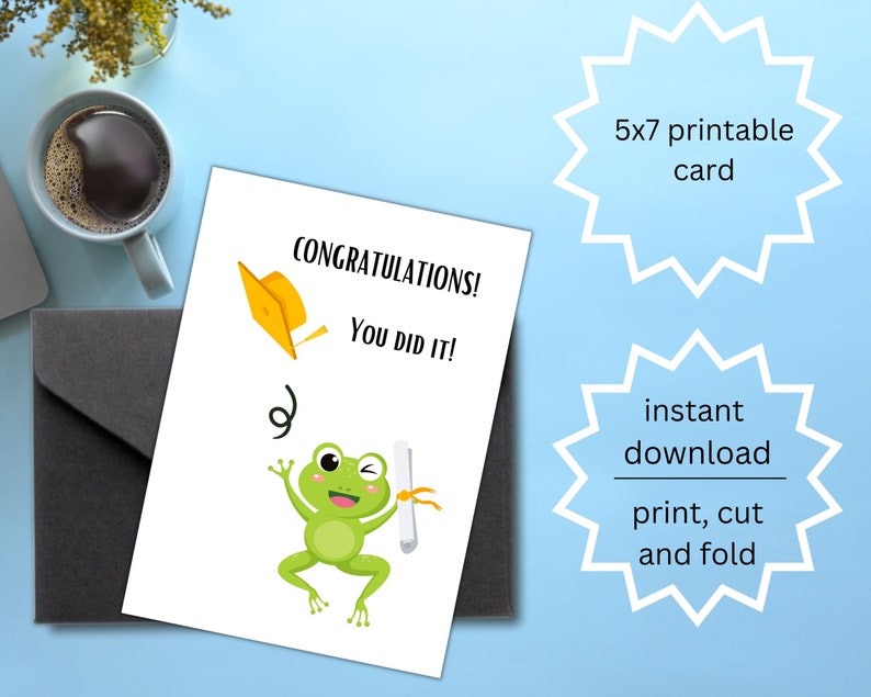 Graduation Card/ Printable Card/ Cute Frog Graduation/ - Etsy