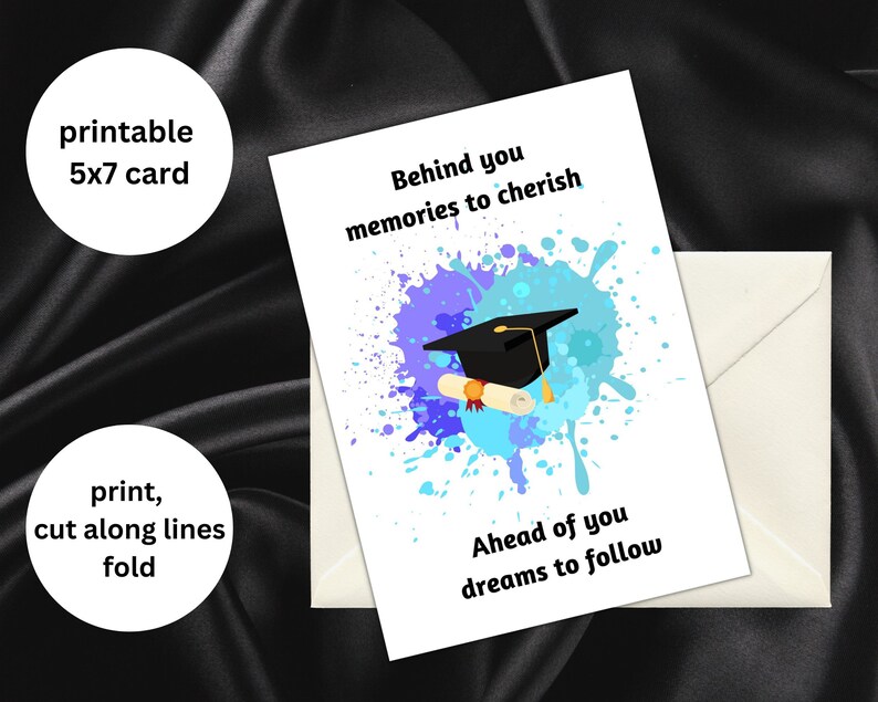 Graduation Card/ Printable Card/ Greeting Card Graduation Cap and ...