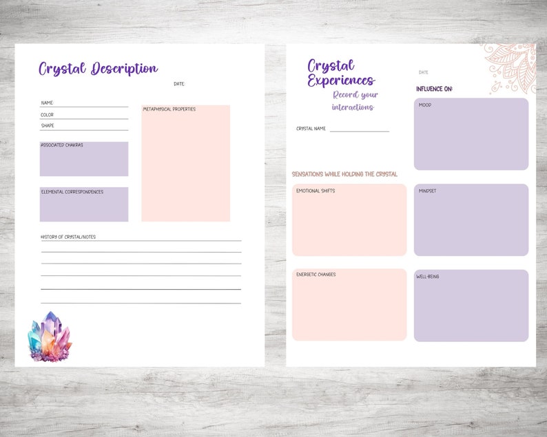 Printable 9 Page Crystal Journal -crystal Description Journal - Crystal ...