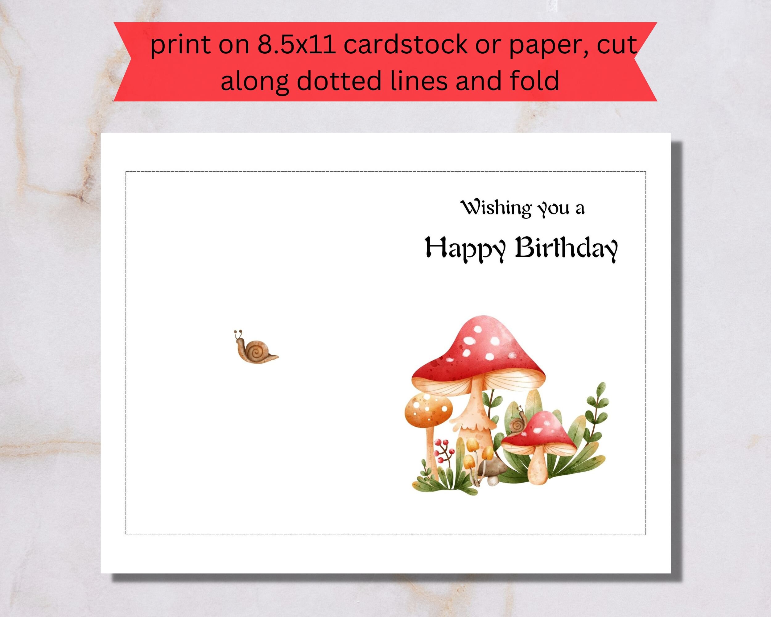 Printable Mushroom Birthday Card - Etsy