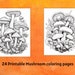 Mushroom Design Coloring Pages - 24 Printable Pages - Calming Adult ...