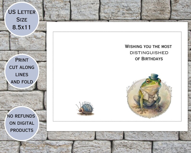 Birthday Card/ Frog Card/ Printable Greeting Card/ Distinguished Frog ...